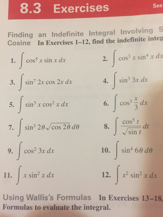 Solved 8.3 Exercises See Finding an Indefinite Integral | Chegg.com