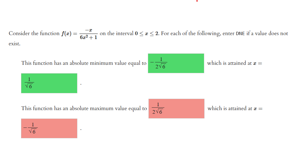 Consider the function f(x)=6x2+1−x on the interval | Chegg.com