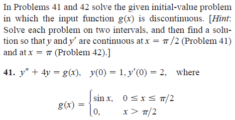 Solved In Problems 41 and 42 solve the given initial-value | Chegg.com