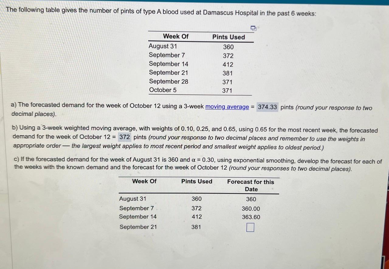 Solved The following table gives the number of pints of type | Chegg.com