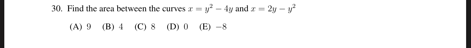 Solved Find the area between the curves x=y2-4y ﻿and | Chegg.com