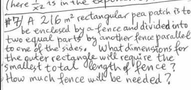 Solved (7) A 216 m2 rectangular pea patch is to two equal | Chegg.com