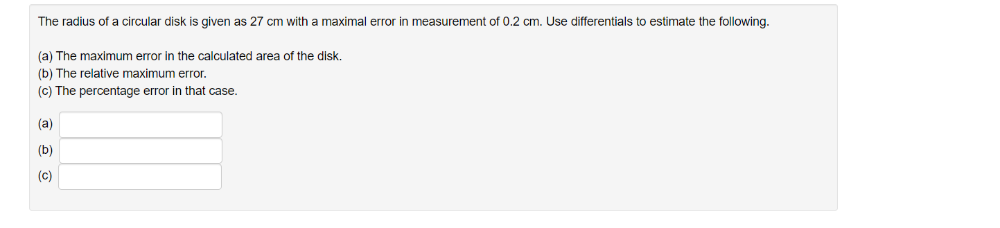 Solved The radius of a circular disk is given as 27 cm with | Chegg.com