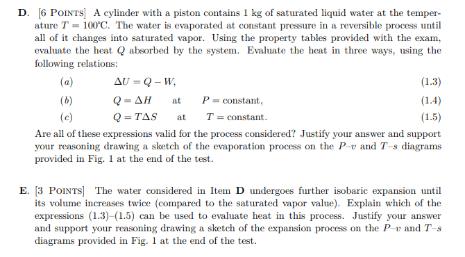 Solved D. [6 PoINTs] A cylinder with a piston contains 1 kg | Chegg.com