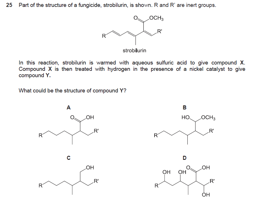 Solved 25 Part of the structure of a fungicide, strobilurin, | Chegg.com