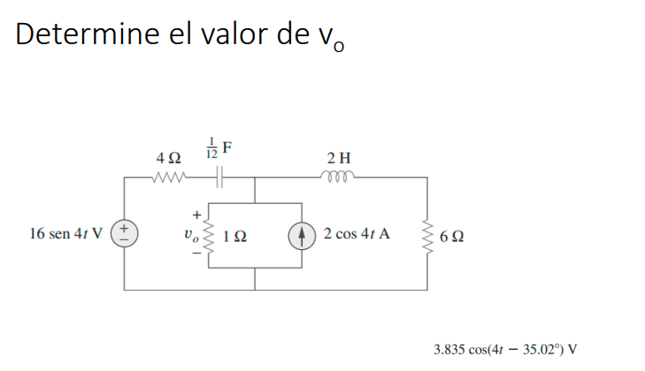 Solved Determine el valor de v0 3.835cos(4t−35.02∘)V | Chegg.com