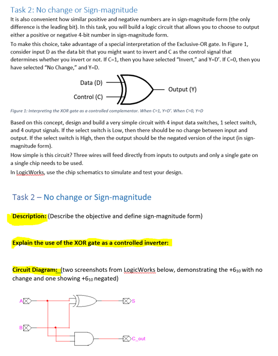 Solved Task 2: No change or Sign-magnitude It is also | Chegg.com