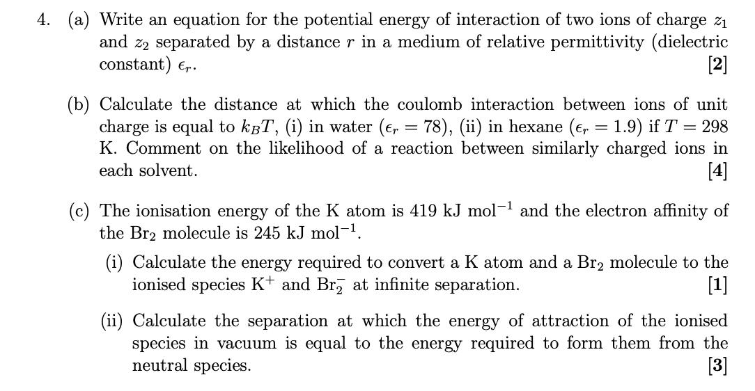 Solved 4. (a) Write an equation for the potential energy of | Chegg.com