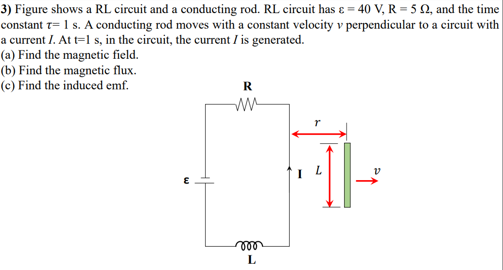 Solved 3) Figure shows a RL circuit and a conducting rod. RL | Chegg.com