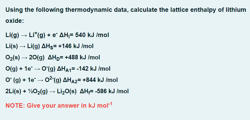 Solved Using the following thermodynamic data, calculate the | Chegg.com