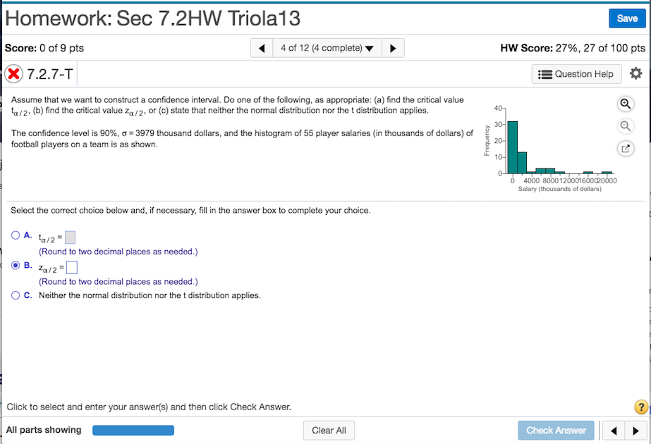 Solved Homework: Sec 7.2HW Triola13 Save Score: 0 of 9 pts 4 | Chegg.com