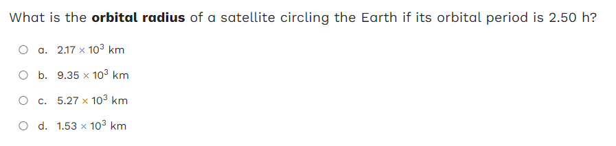Solved What is the orbital radius of a satellite circling | Chegg.com