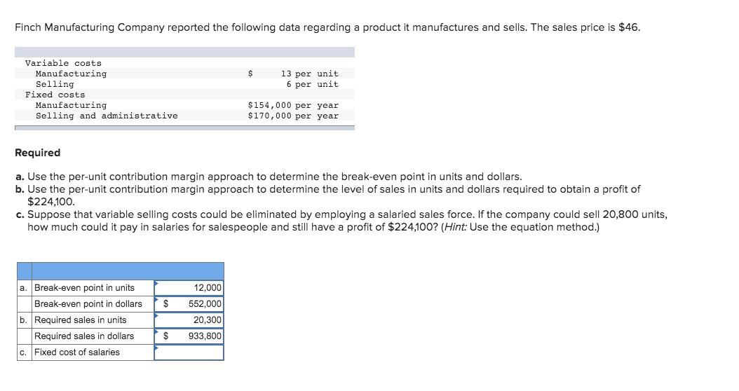Solved Required Use the per-unit contribution margin | Chegg.com