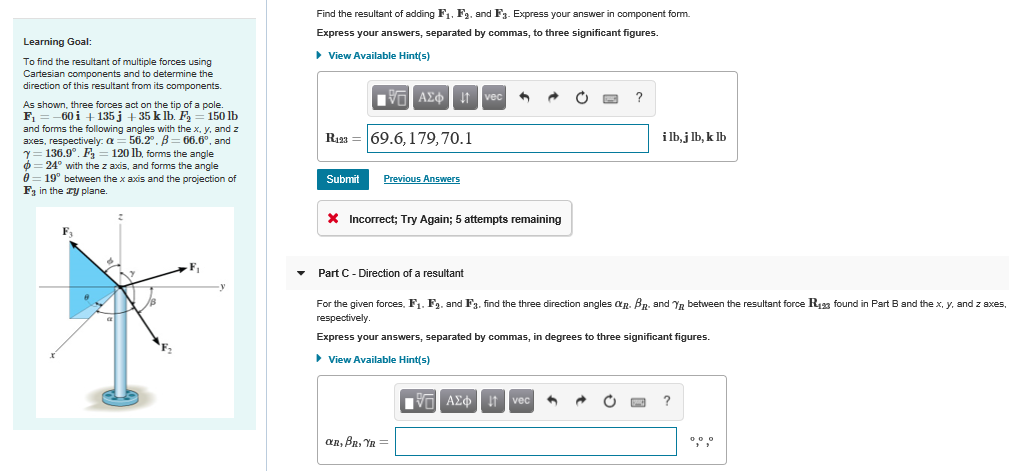 Solved Find the resultant of adding F1, F, and F3. Express | Chegg.com