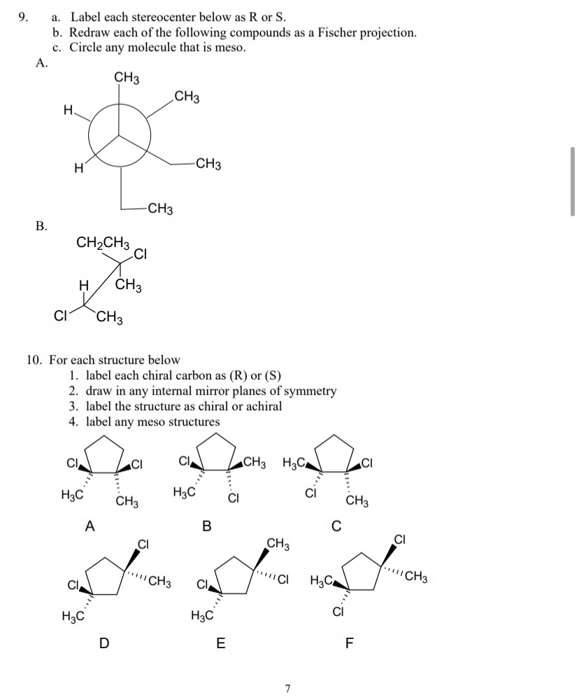 Solved 9 a. Label each stereocenter below as R or S. b. | Chegg.com