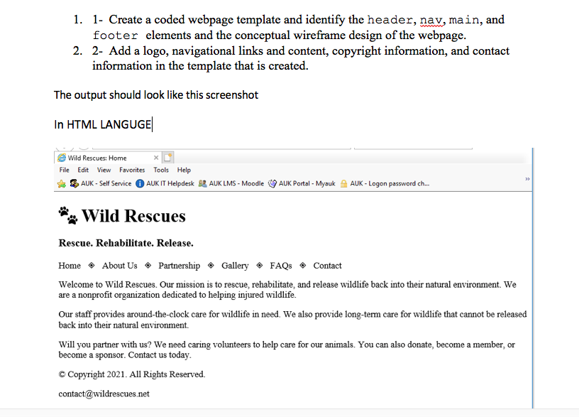 Solved 1- Create a coded webpage template and identify | Chegg.com