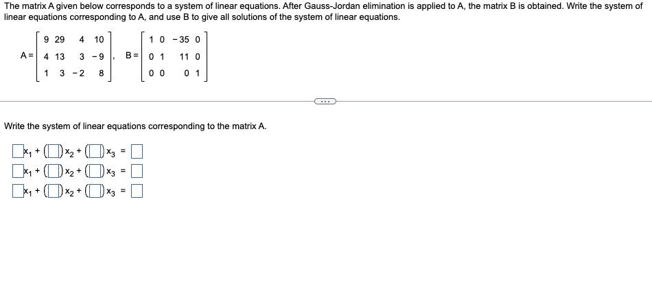 Solved The matrix A given below corresponds to a system of | Chegg.com