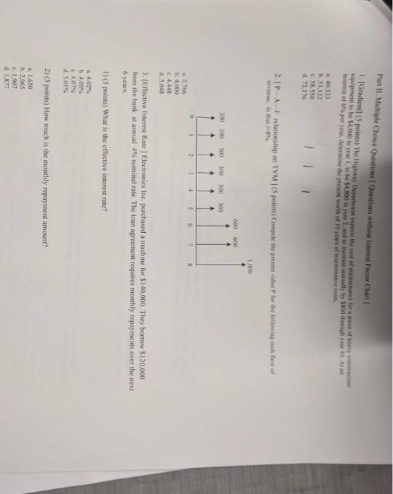 Solved Part II Multiple Choice Questions Interest Factor | Chegg.com