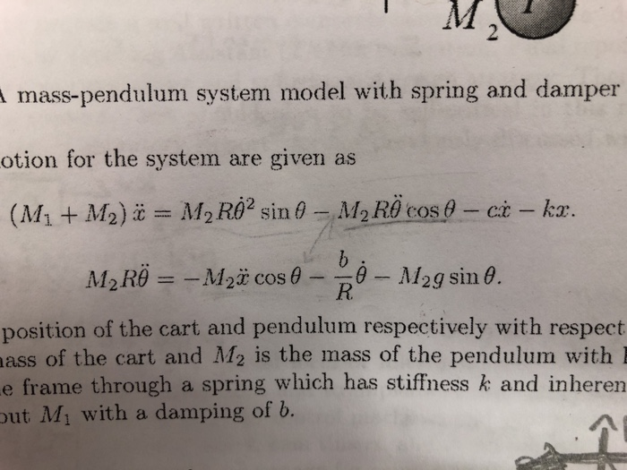 mass-pendulum system model with spring and damper | Chegg.com