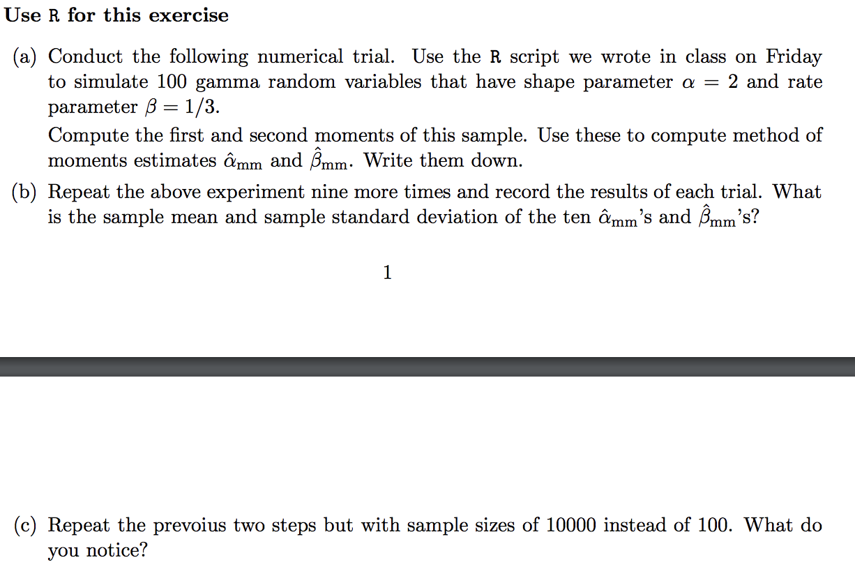 Solved Use R for this exercise (a) Conduct the following | Chegg.com