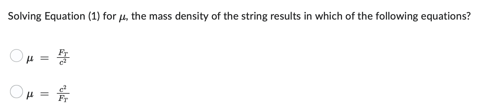 Solved Solving Equation (1) for μ, the mass density of the | Chegg.com