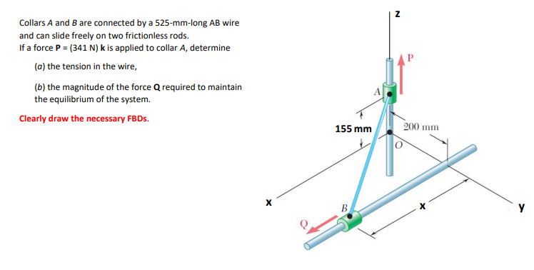 Solved N Collars A and B are connected by a 525-mm-long AB | Chegg.com