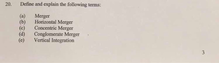 Solved 20. Define and explain the following terms: (a) | Chegg.com