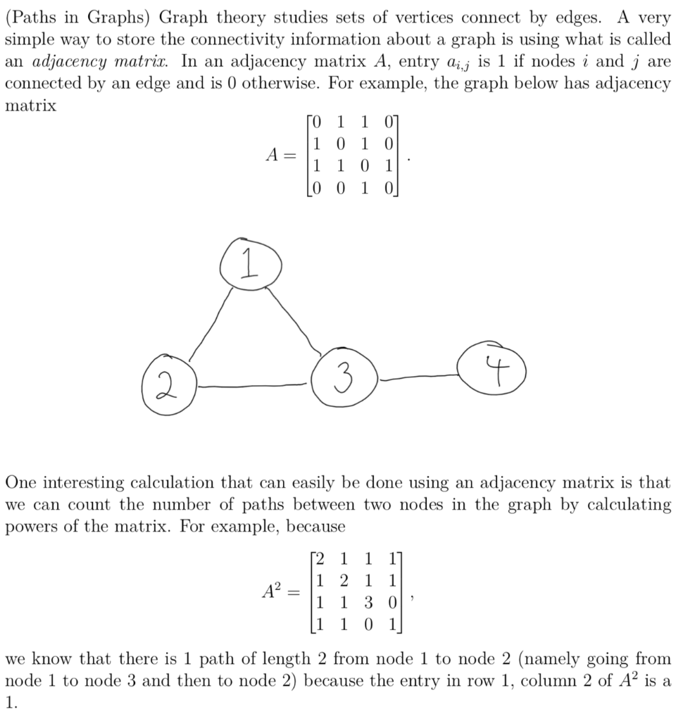(Paths in Graphs) Graph theory studies sets of | Chegg.com