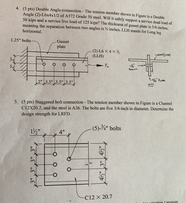 Solved (5 pts) Double Angle connection - The tension member | Chegg.com