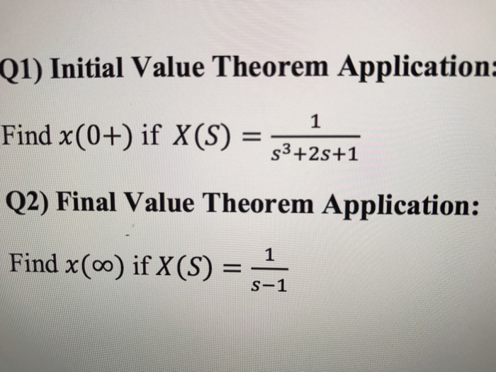 Solved Initial Value Theorem Application: Find x(0+) if | Chegg.com