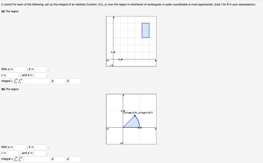 Solved (1 point) For each of the following, set up the | Chegg.com