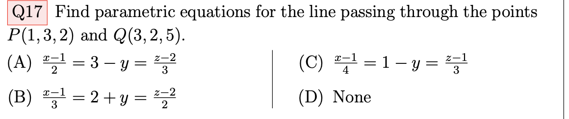 Solved Q17 Find parametric equations for the line passing | Chegg.com