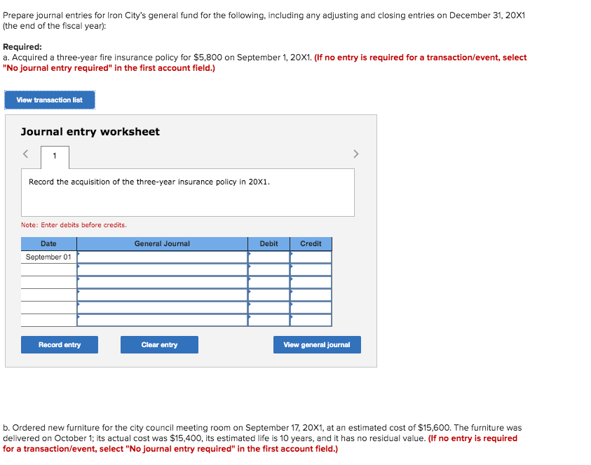 Solved Prepare journal entries for Iron City’s general fund | Chegg.com