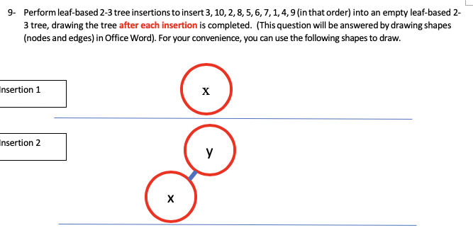 Solved 9- Perform leaf-based 2-3 tree insertions to insert | Chegg.com