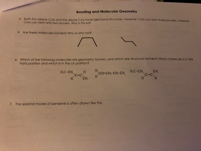 Solved Bonding and Molecular Geometry Pre-Laboratory | Chegg.com