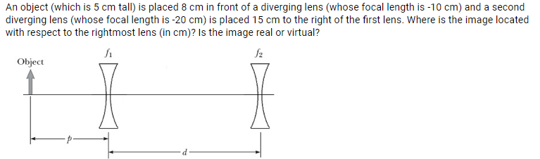 Solved An object (which is 5 cm tall) is placed 8 cm in | Chegg.com