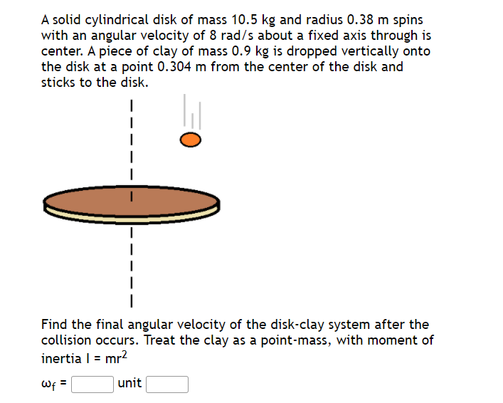 Solved A solid cylindrical disk of mass 10.5 kg and radius | Chegg.com