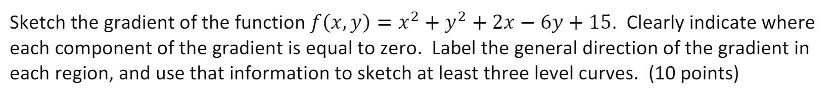 Solved Sketch the gradient of the function f(x, y) = x2 + y2 | Chegg.com