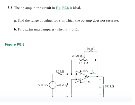 Solved 5.5 Find io in the circuit in Fig. P5.5 if the op amp | Chegg.com