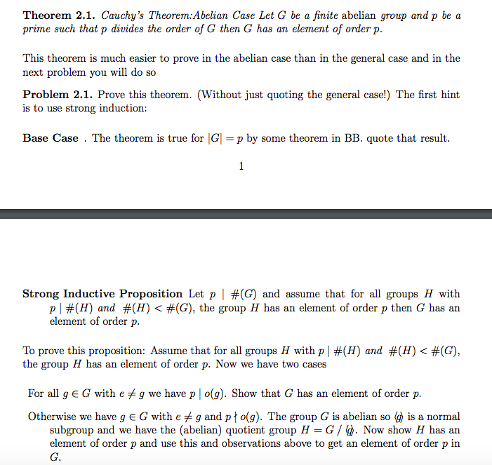 Solved Theorem 2.1. Cauchy's Theorem:Abelian Case Let G be a | Chegg.com