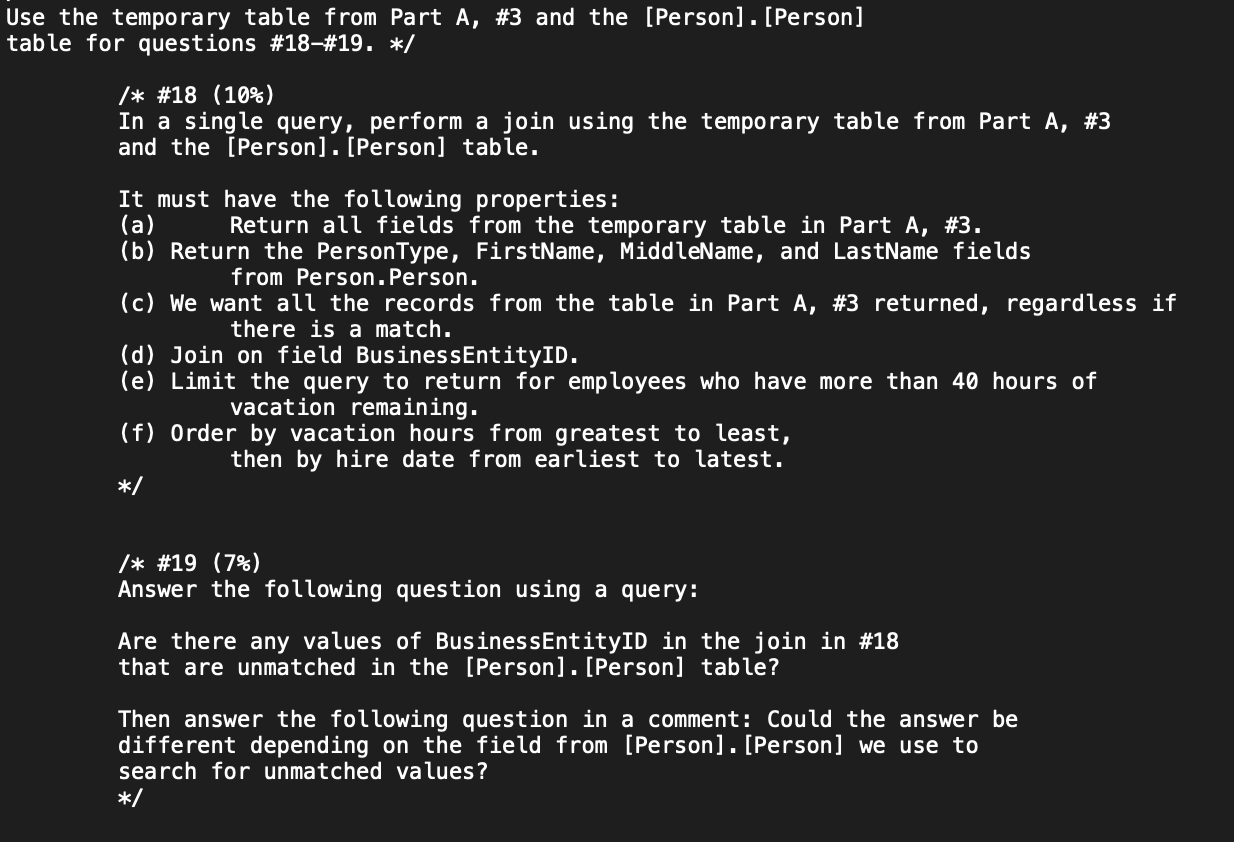 Solved Using AdventureWorks 2016, the temp table created | Chegg.com
