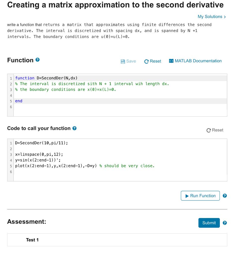 Solved Creating a matrix approximation to the second | Chegg.com