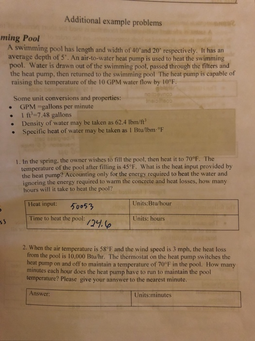 Solved Additional example problems ming Pool A swimming pool | Chegg.com