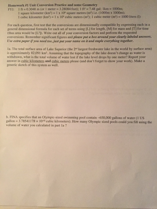 Solved Honnework #1 Unit Conversion Practice and some | Chegg.com