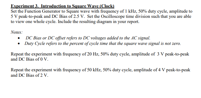 Solved Experiment 3. Introduction to Square Wave (Clock) Set | Chegg.com