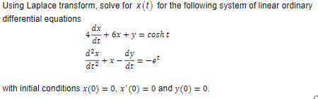 Solved Using Laplace transform, solve for x(t) for the | Chegg.com