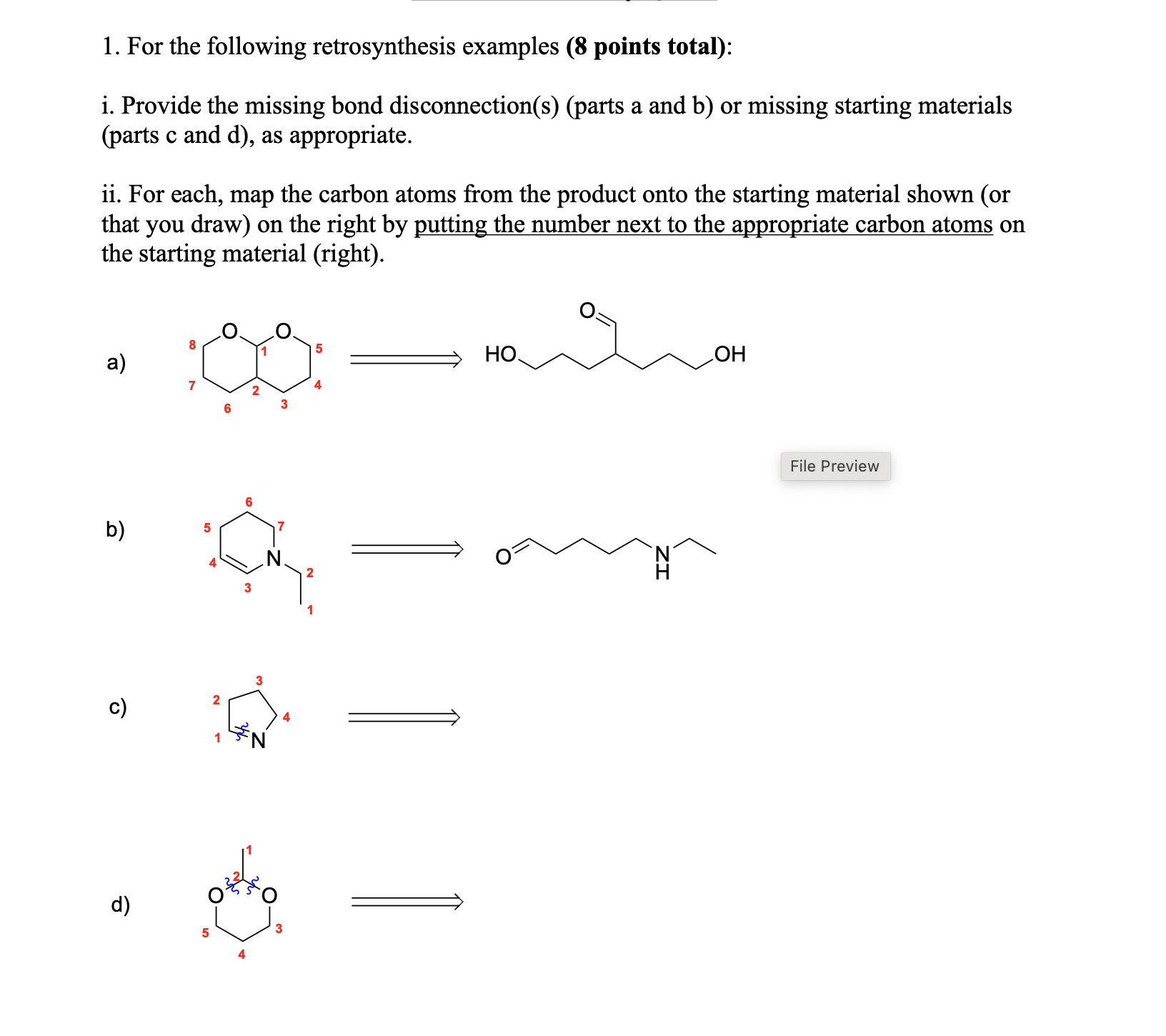1. ﻿For the following retrosynthesis examples (8 | Chegg.com