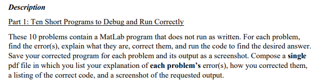 Solved Description Part 1: Ten Short Programs to Debug and | Chegg.com