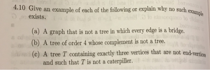 Solved Give an example of each of the following or explain | Chegg.com