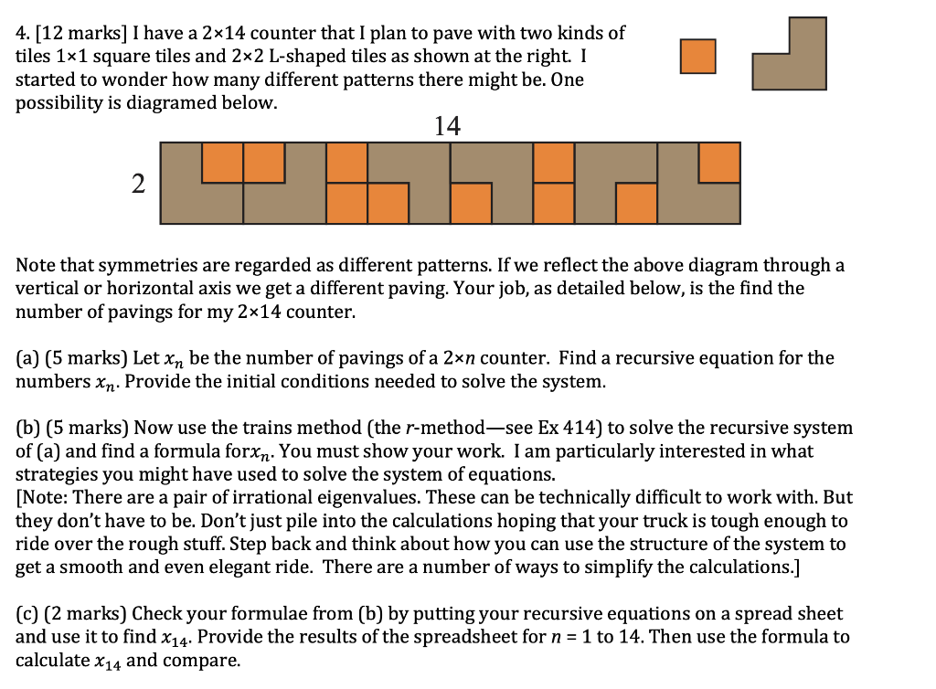 4. [12 marks] I have a 2x14 counter that I plan to | Chegg.com